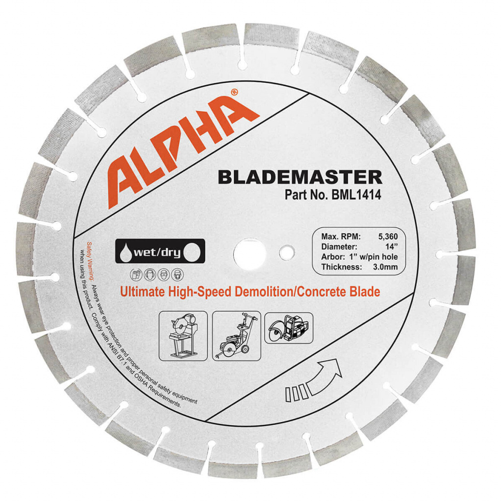 14″ Alpha BladeMaster High Speed Demolition/Concrete Blade - Apollo ...