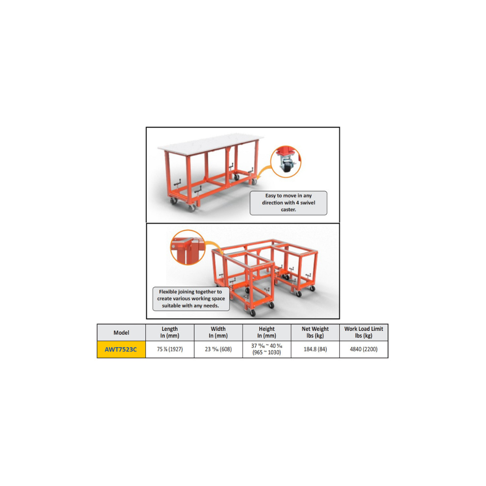 Abaco Working Table AWT7523C-W – White Rubber - Apollo Stone Art