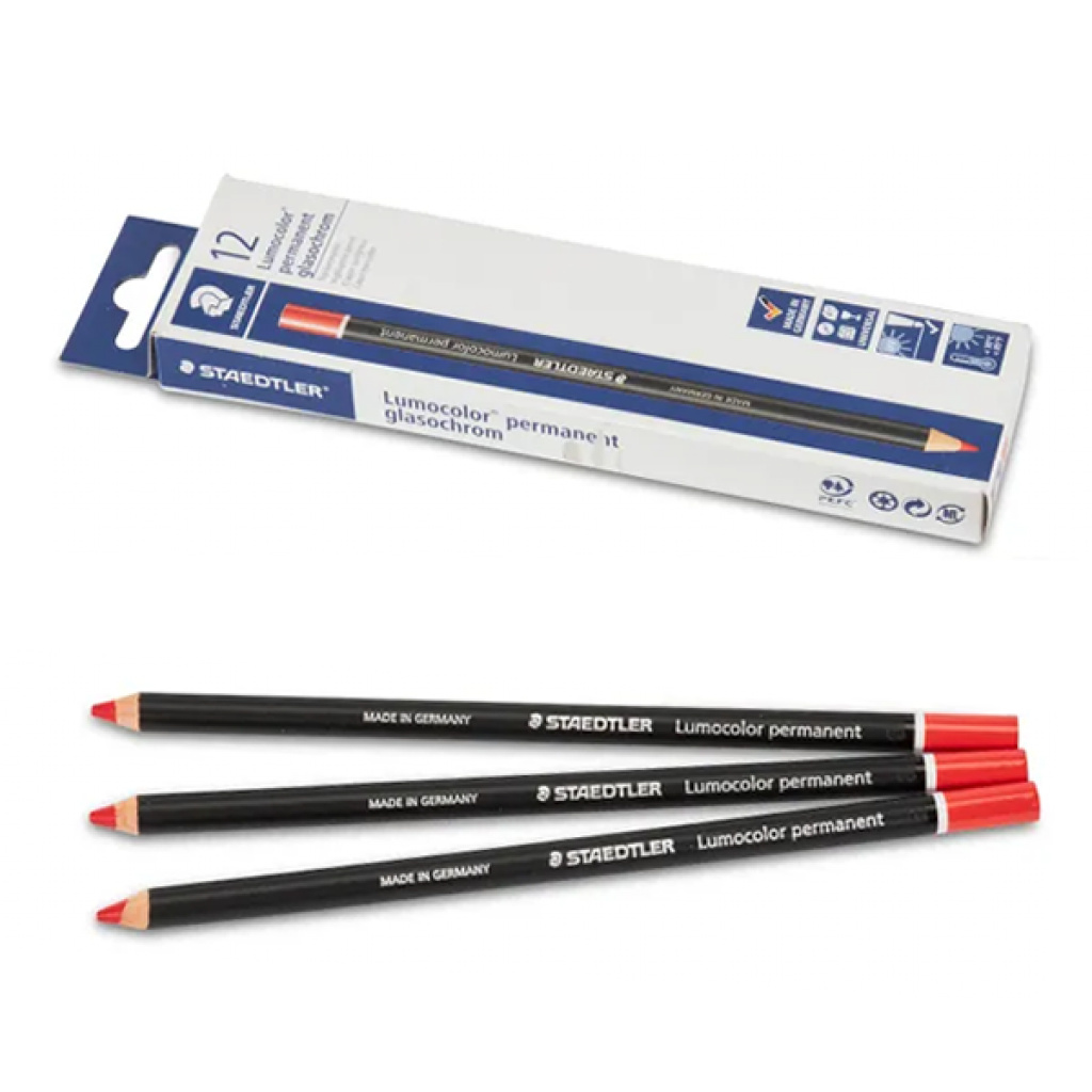 Staedtler Lumocolor Permanent Red Pencils - Apollo Stone Art